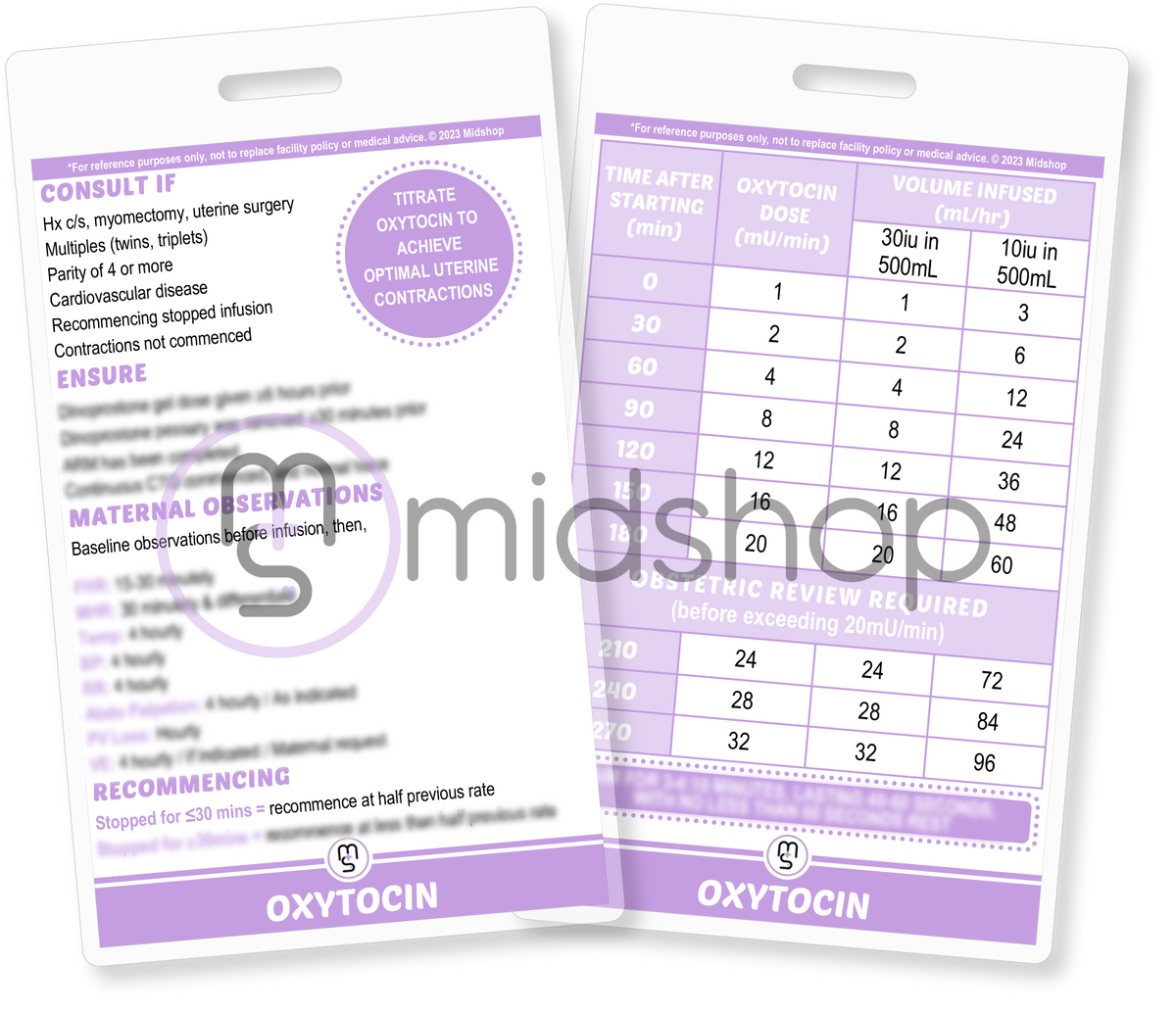 Oxytocin Reference Card – Midshop Australia